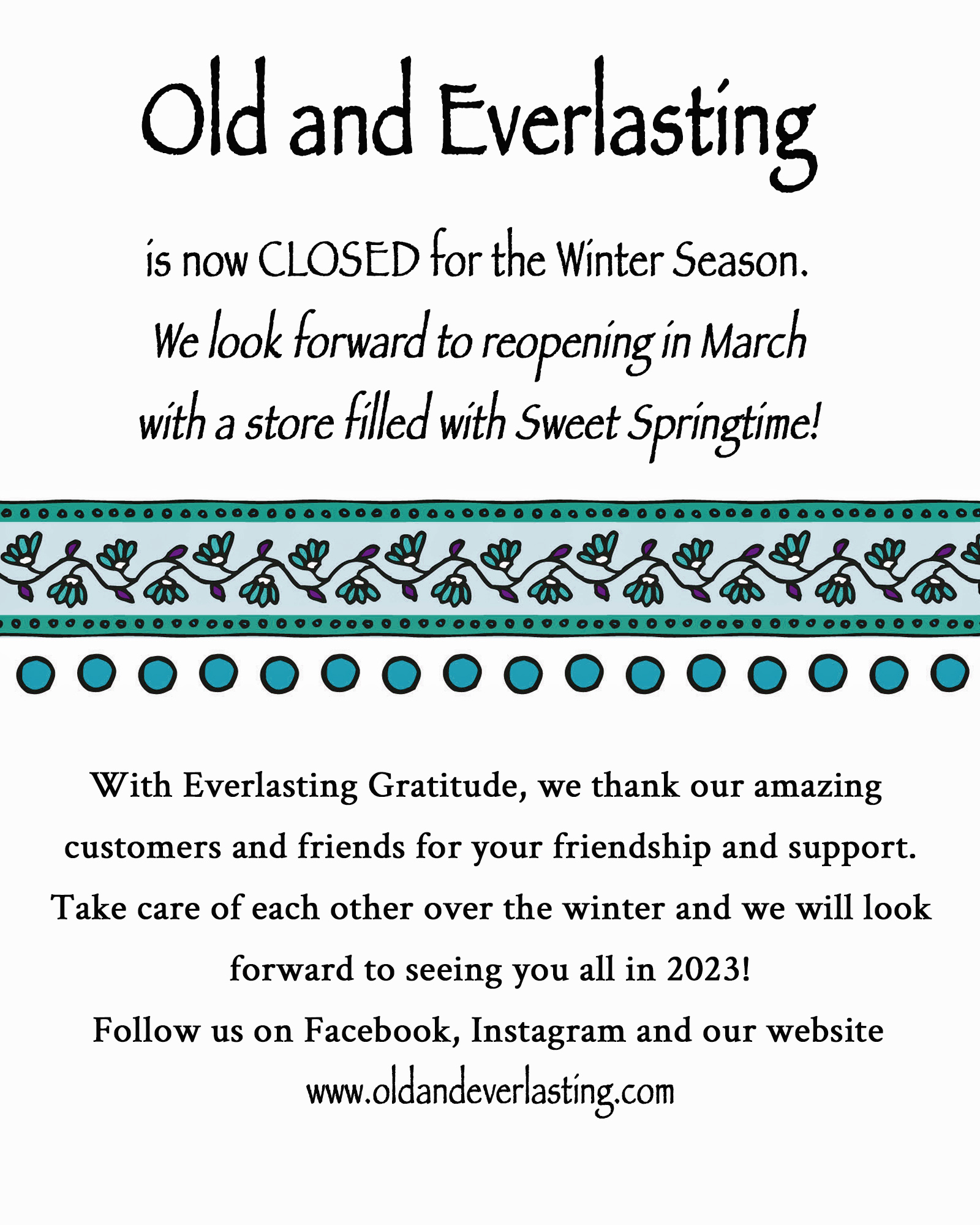 Taking a Winter Break... - Old and Everlasting Greeting Cards & Gifts